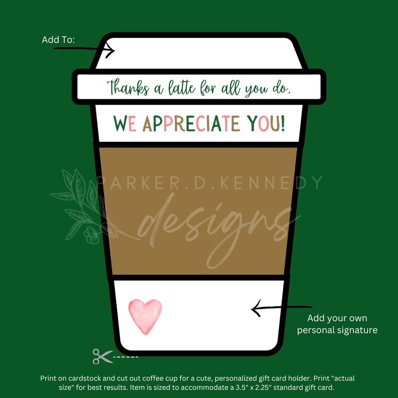 Coffee Gift Card Holder Teacher Appreciation - Etsy
