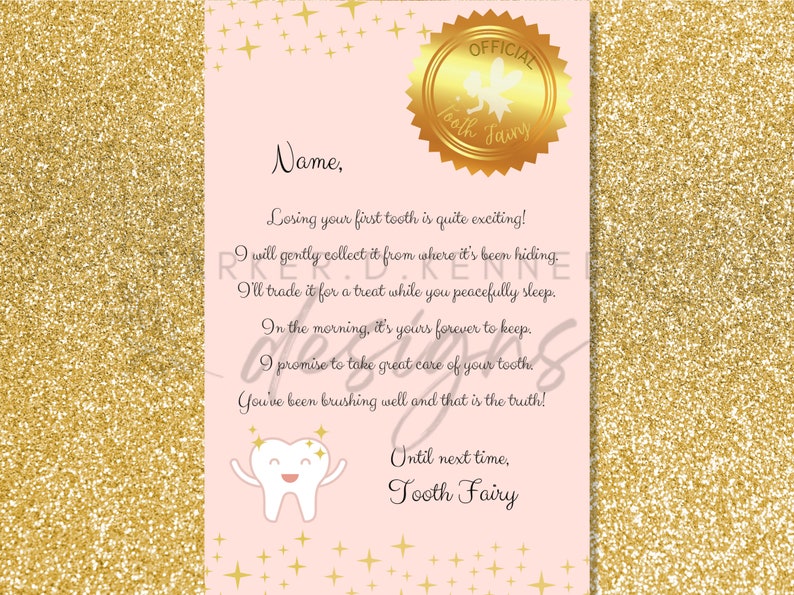 Tooth Fairy Letter *edit in Canva* Pink Version - Etsy