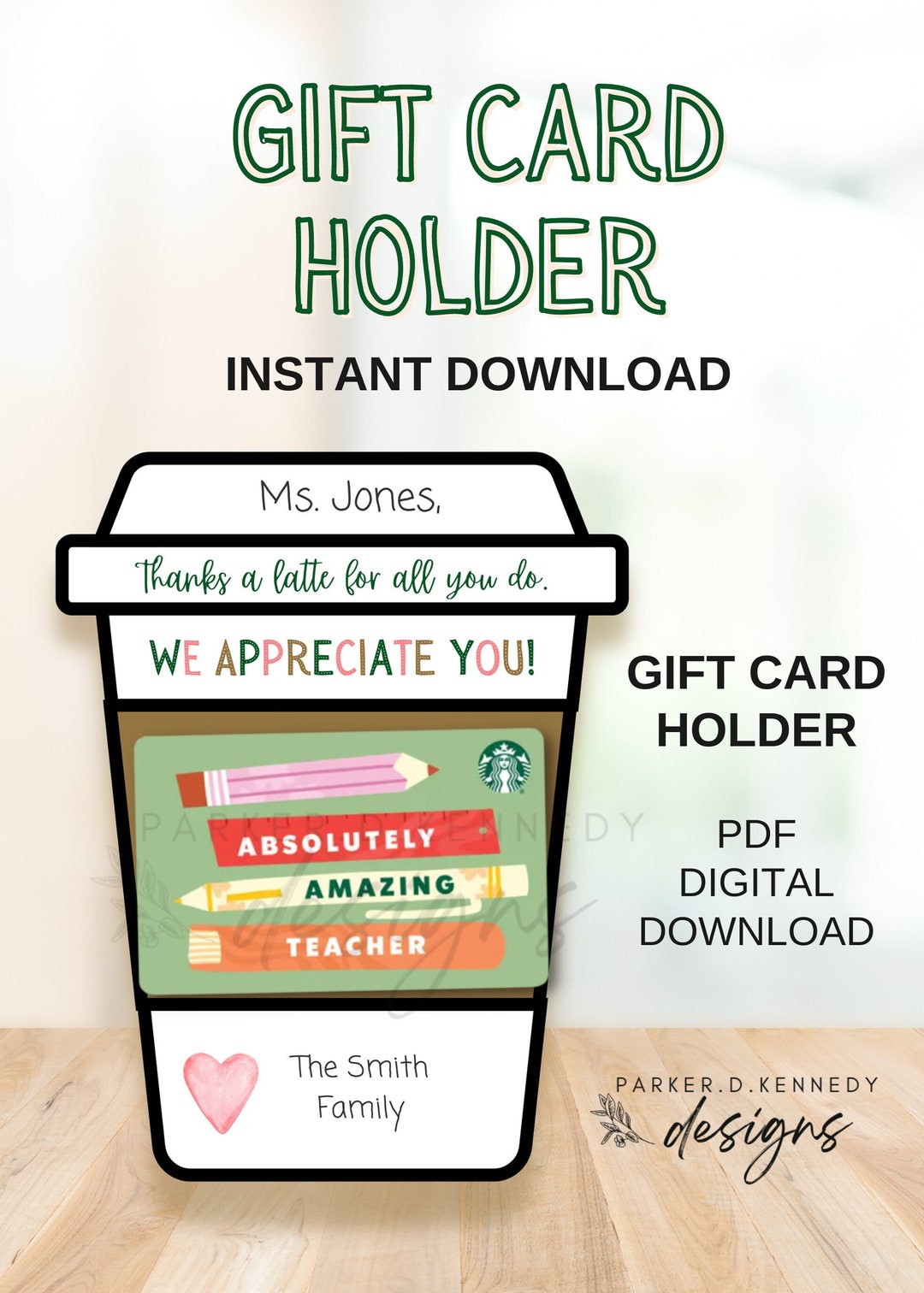 Coffee Gift Card Holder Teacher Appreciation - Etsy