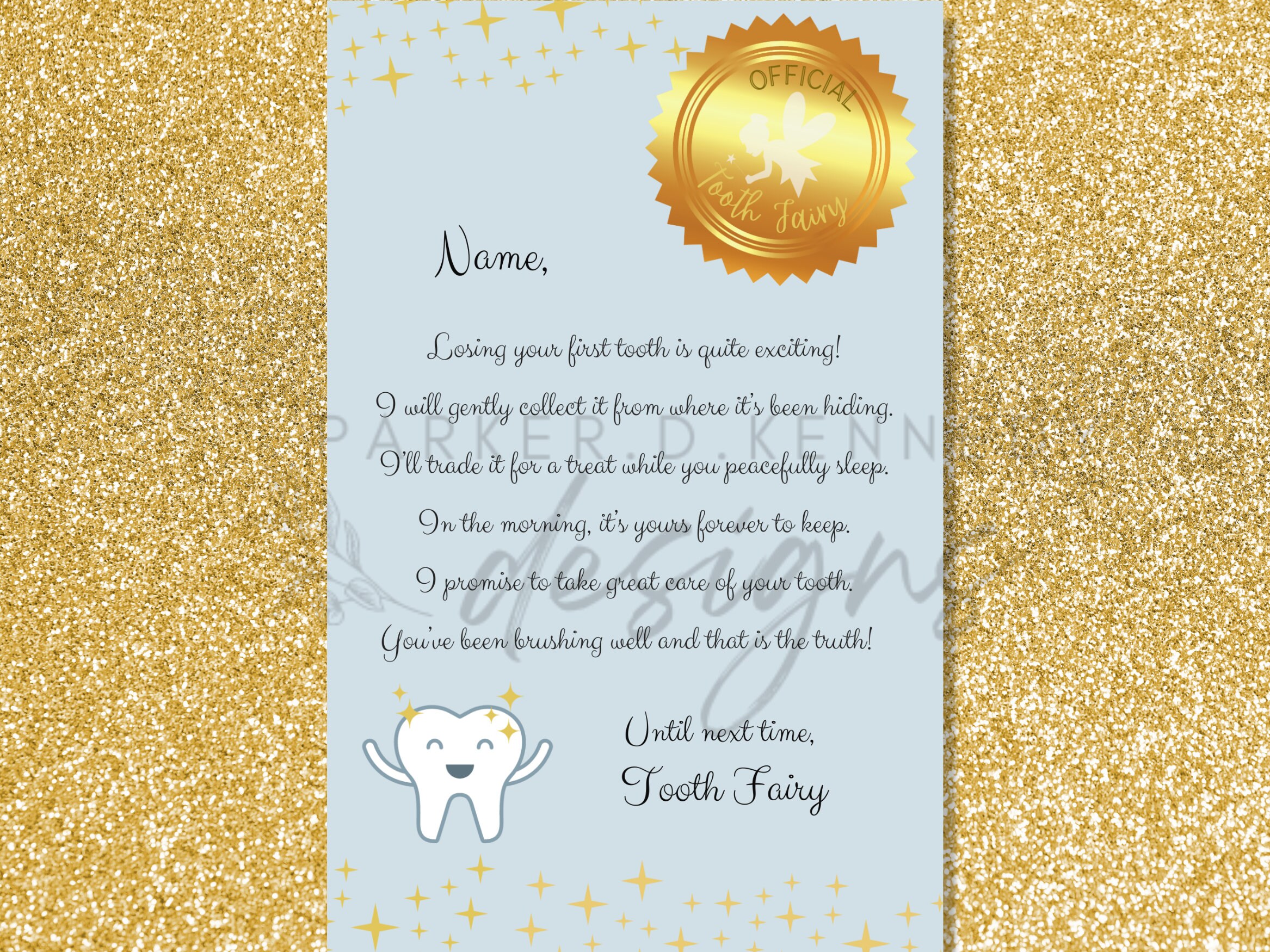 Tooth Fairy Letter *edit in Canva* Blue Version - Etsy