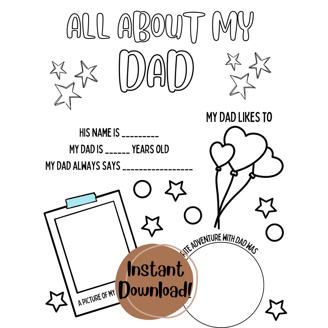 All About My Dad Questionnaire Printable, Father's Day Printable ...