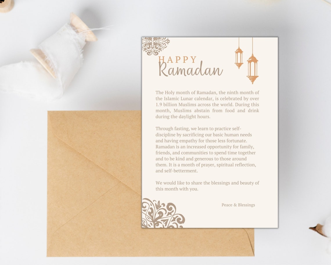 Happy Ramadan Printable Card, Ramadan Printable Card for Neighbors ...