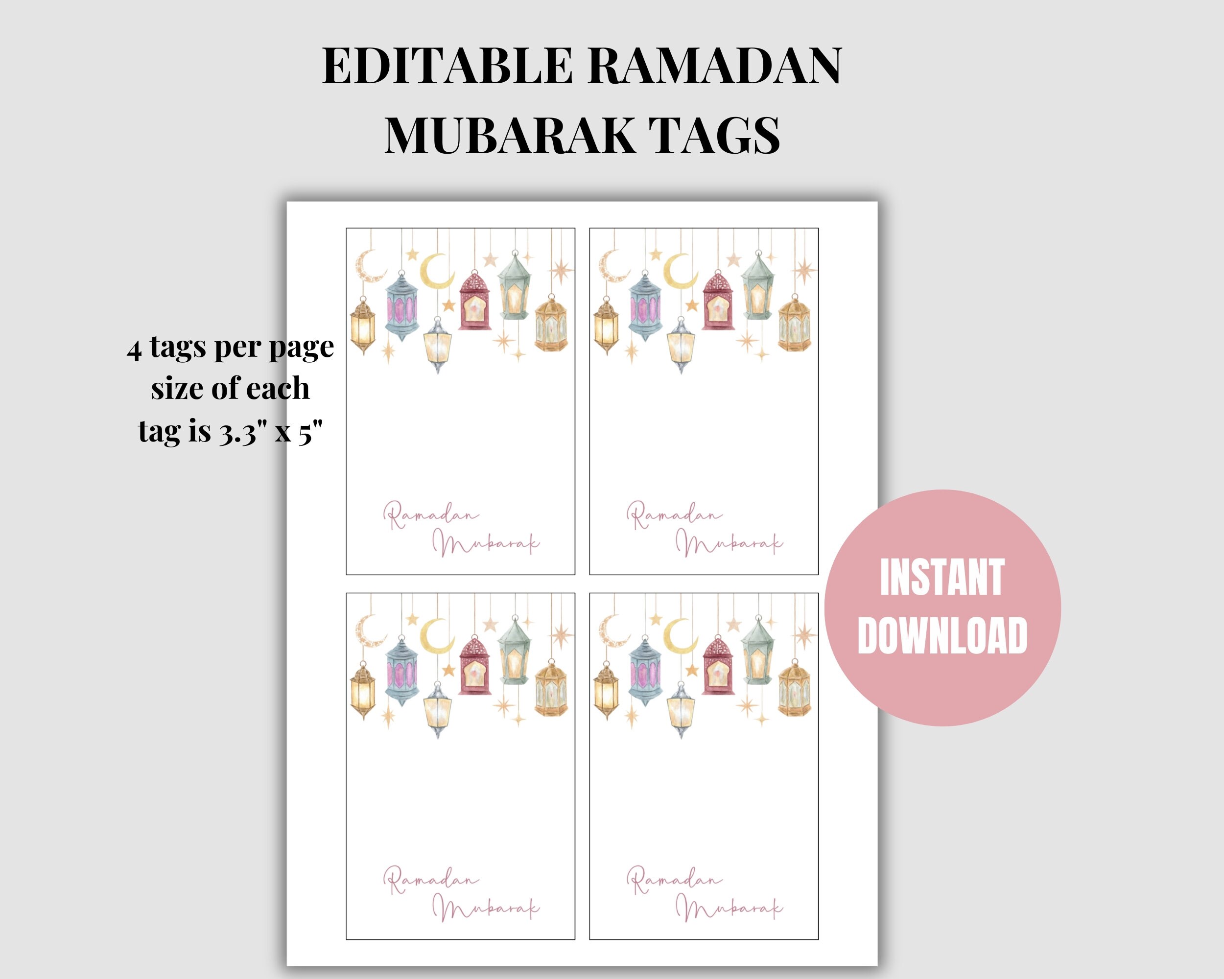 Printable and Editable Ramadan Mubarak Tags, Ramadan Greeting Cards ...