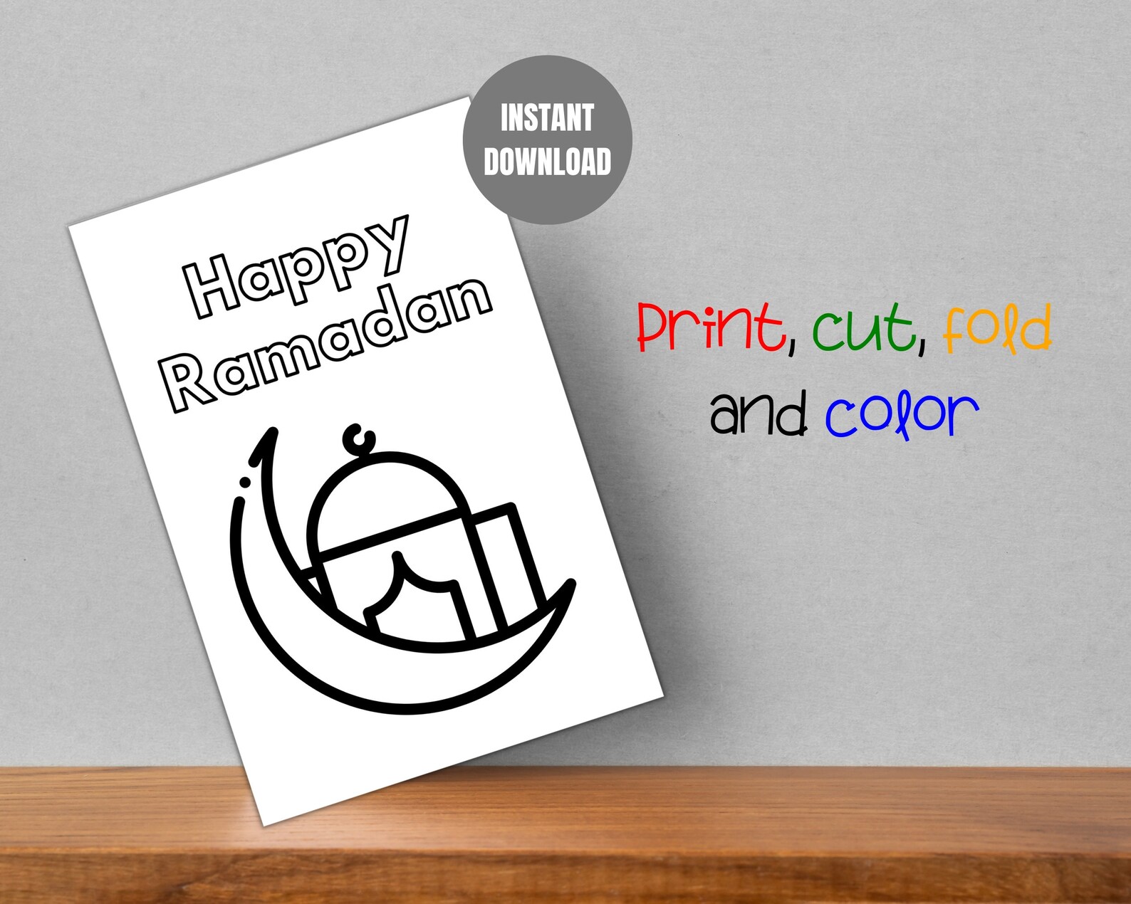 Printable 4" X 6" Ramadan Greeting Card, Ramadan Coloring Card for Kids ...