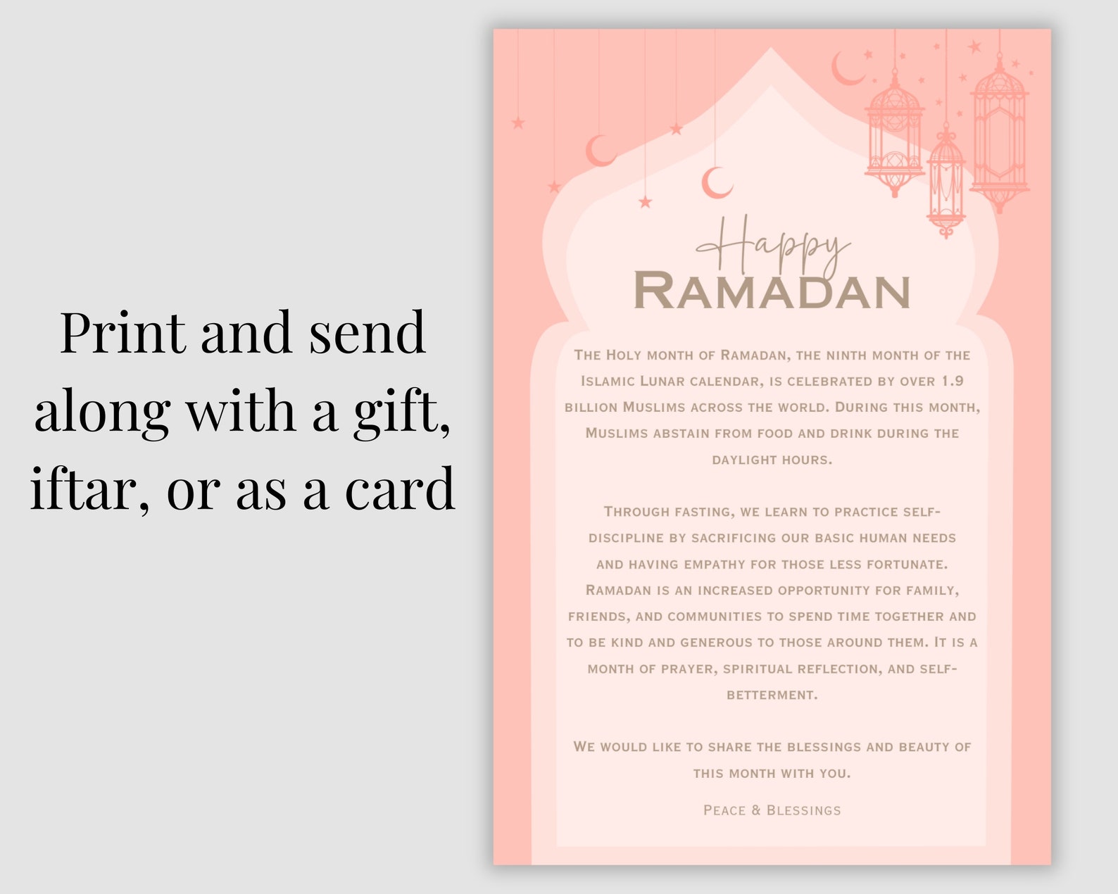 Happy Ramadan Printable Card, Ramadan Printable Card for Neighbors ...