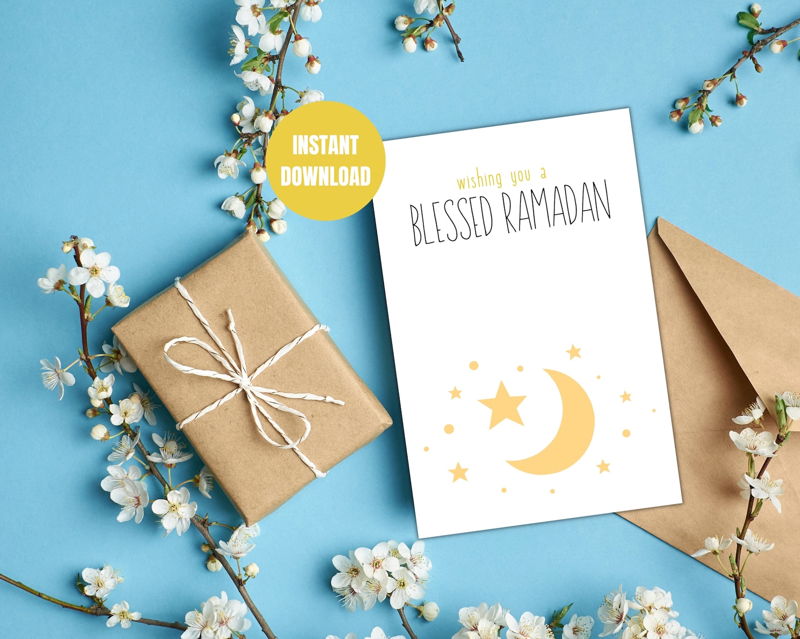 Printable 4" X 6" Blessed Ramadan Greeting Card, Ramadan Card, Digital ...