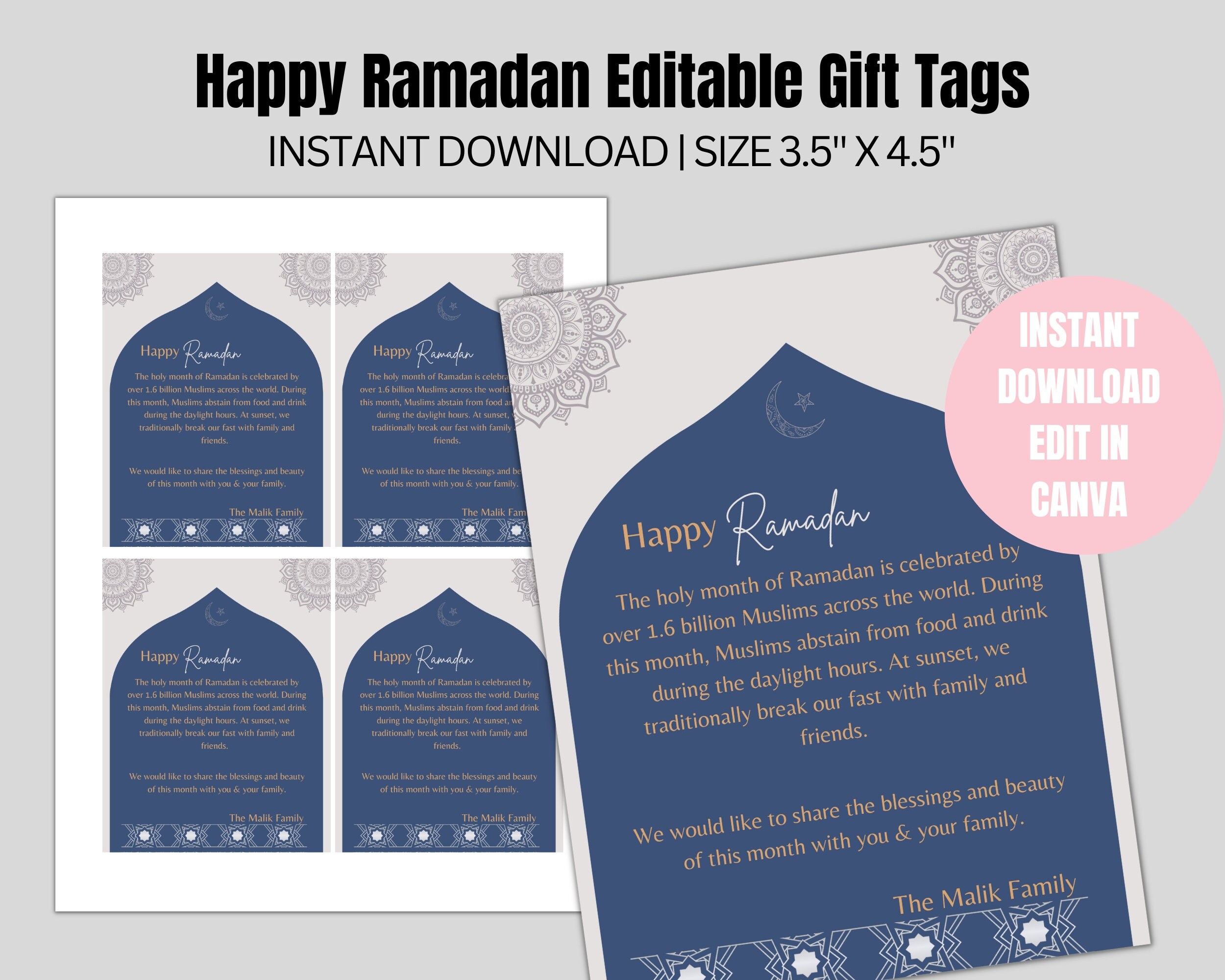 Happy Ramadan Printable Tag Ramadan Printable Tag for - Etsy