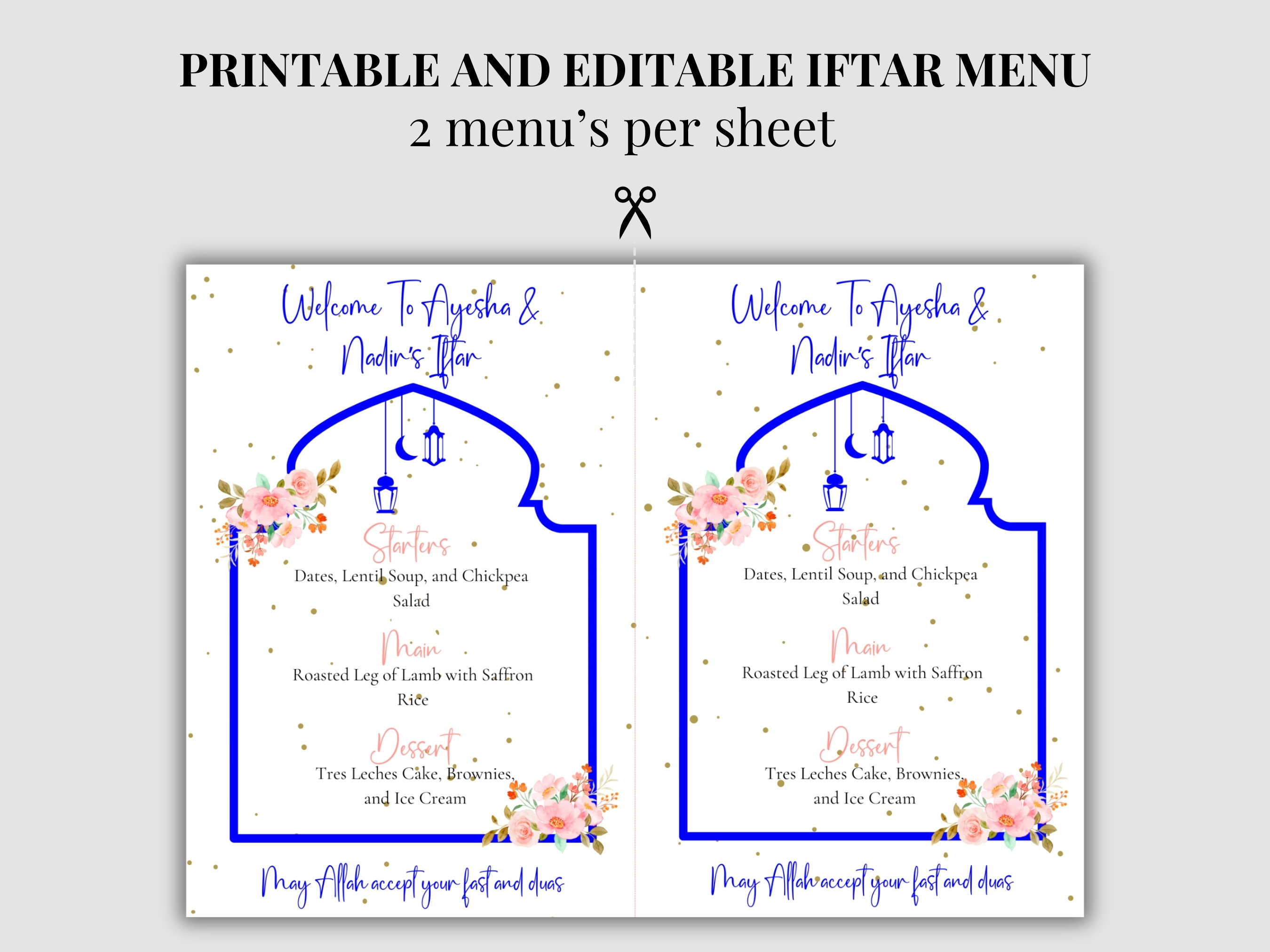 Editable Iftar Menu, Printable Iftar Menu, Ramadan Menu, Iftar Decor ...