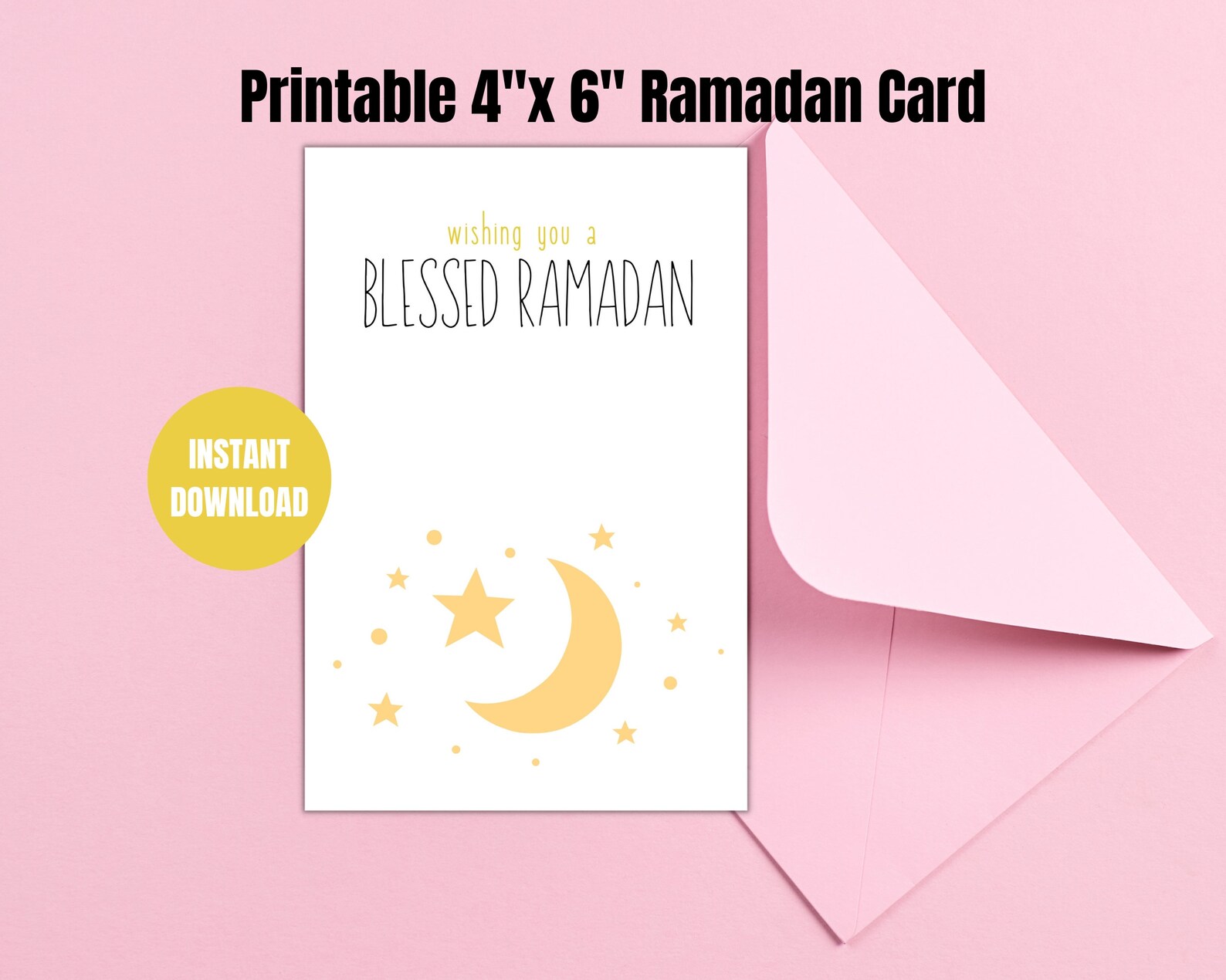 Printable 4" X 6" Blessed Ramadan Greeting Card, Ramadan Card, Digital ...
