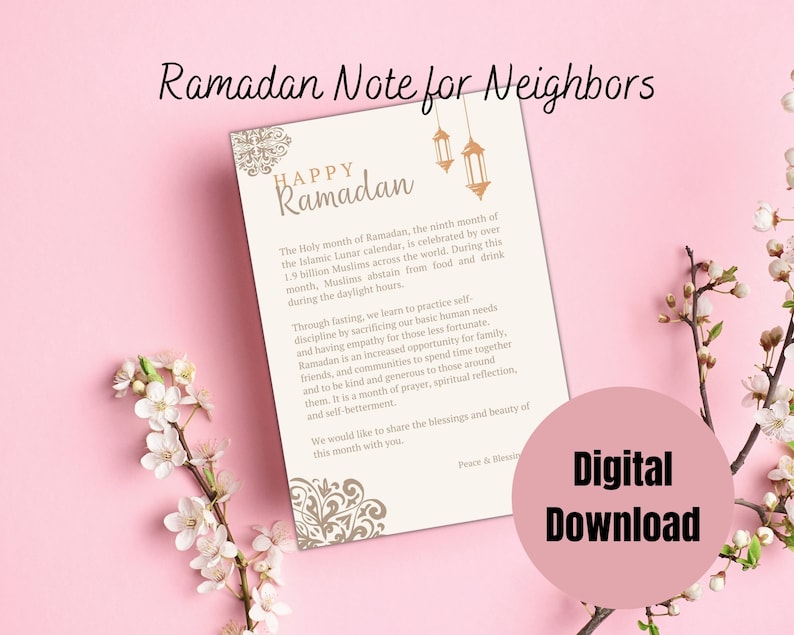 Happy Ramadan Printable Card, Ramadan Printable Card for Neighbors ...