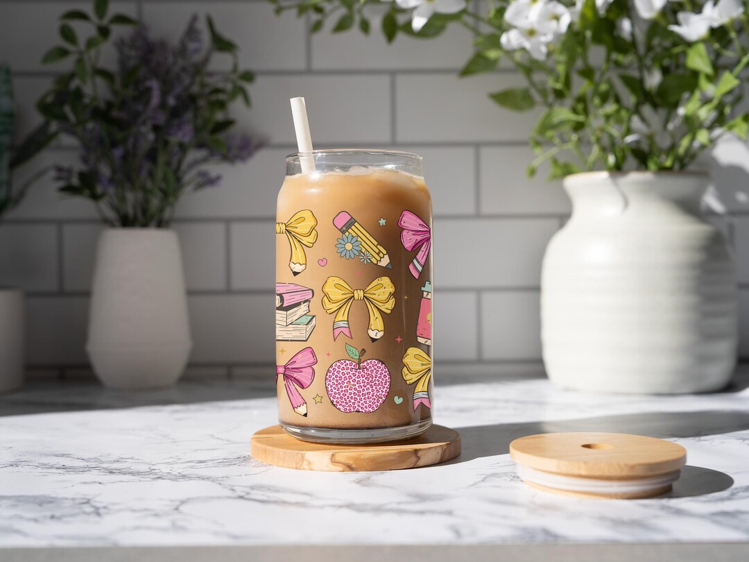 Retro Coquette Teacher Sipper Glass, 16oz,aesthetic, Homeschool, Gift ...