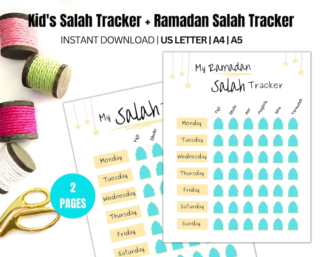 Ramadan Salah Tracker + Salah Tracker, Printable Salah Tracker for Kids ...