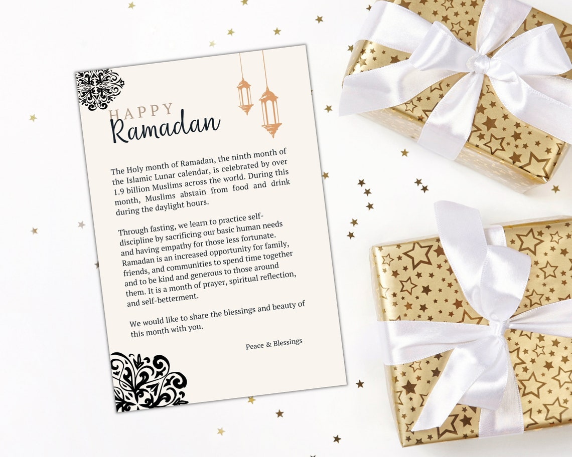 Happy Ramadan Printable Card, Ramadan Printable Card for Neighbors ...