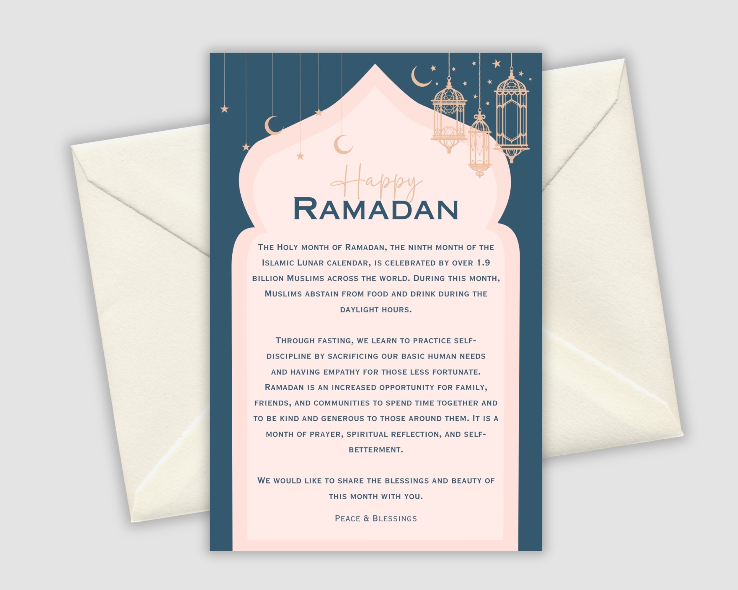 Happy Ramadan Printable Card, Ramadan Printable Card for Neighbors ...