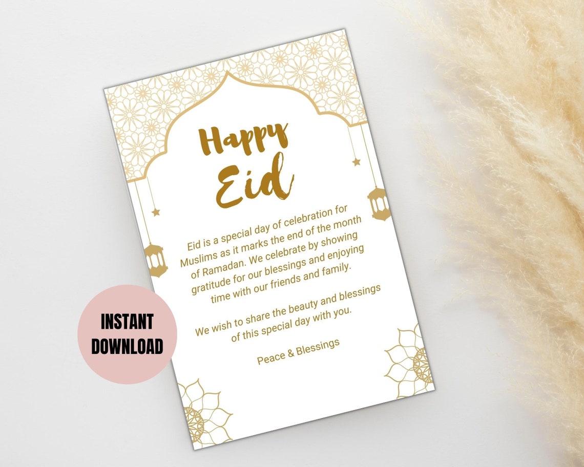 Happy Eid Printable Card Eid Printable Card for Neighbors - Etsy