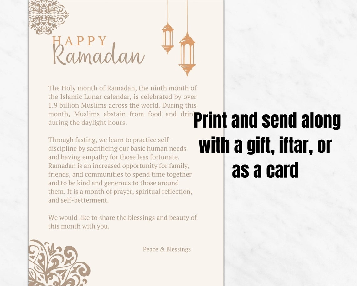 Happy Ramadan Printable Card, Ramadan Printable Card for Neighbors ...