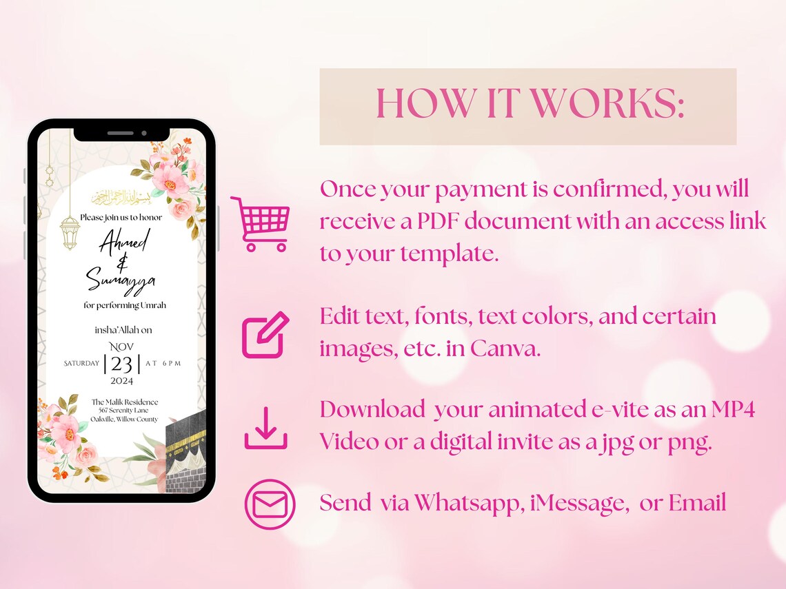 Animated Umrah Hajj Party Invitation, Digital Umrah Hajj Party Invite ...