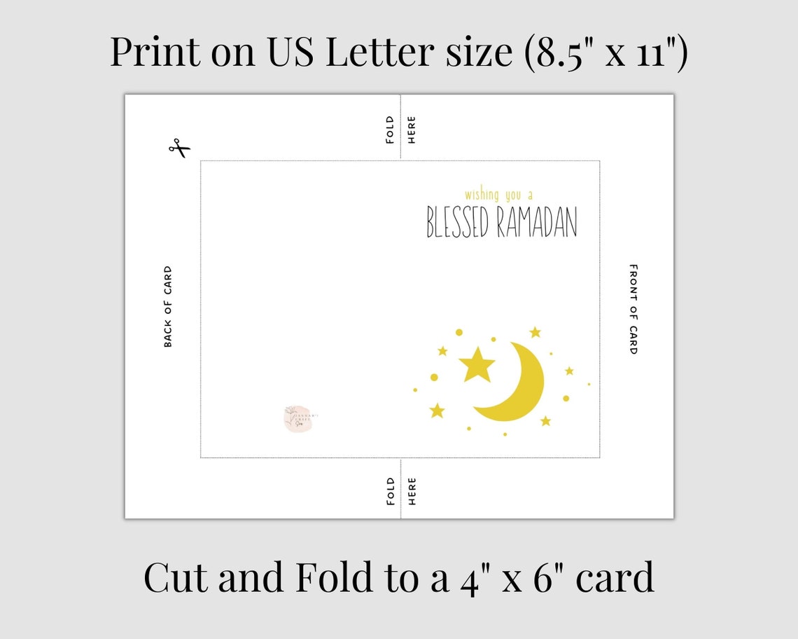 Printable 4" X 6" Blessed Ramadan Greeting Card, Ramadan Card, Digital ...