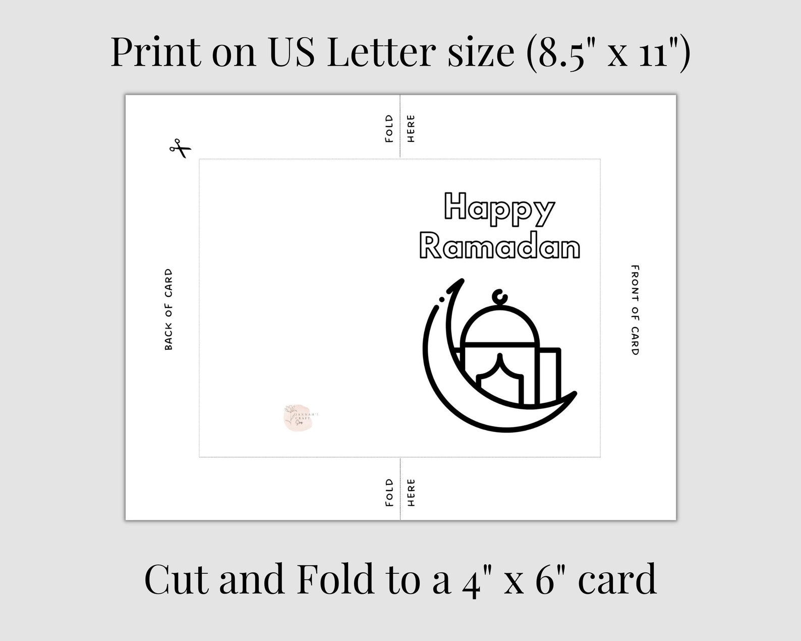 Printable 4" X 6" Ramadan Greeting Card, Ramadan Coloring Card for Kids ...