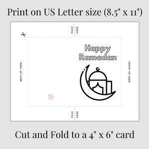 Printable 4" X 6" Ramadan Greeting Card, Ramadan Coloring Card for Kids ...