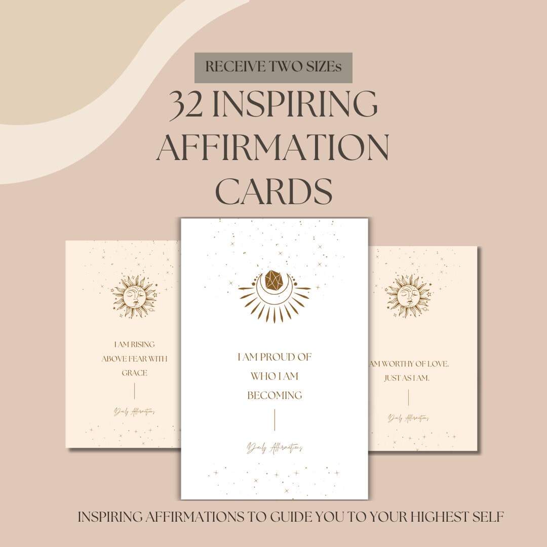 64 Two Sizes Affirmation Cards PDF Digital Downloads Mindfulness ...