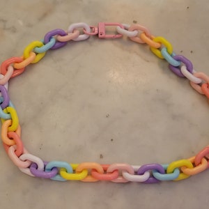 Pastel Rainbow Oversized Chunky Acrylic Chain Necklace - Etsy