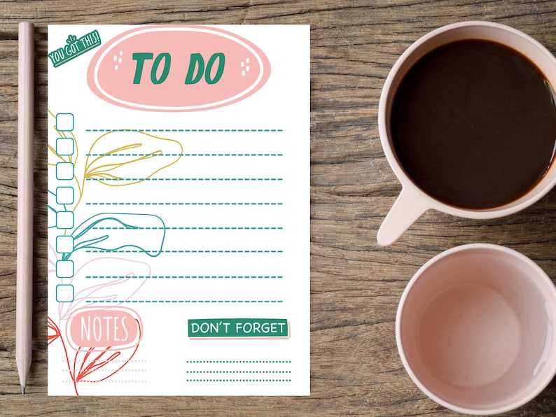 To-do List - Printable - Green & Pink - Etsy