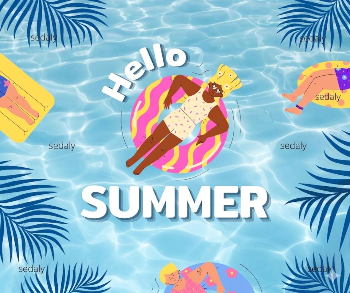 Summer Pool Party Illustration (high Resolution PDF) - Etsy