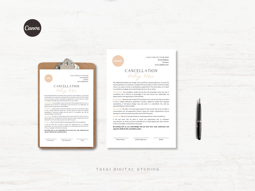 Editable Appointment Cancellation Form Booking Cancellation Form Client ...