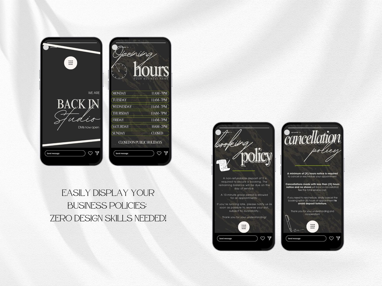 Instagram Business Policy Templates | Editable Price List (digital ...