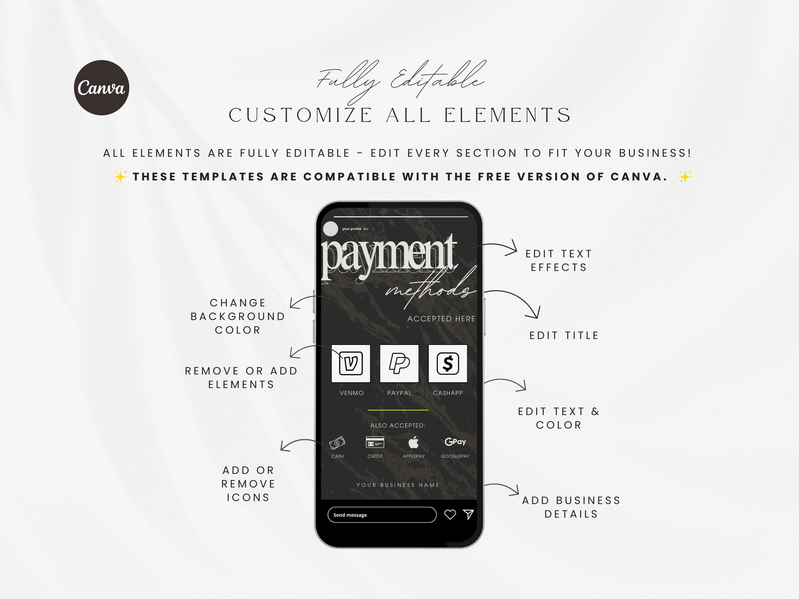 Instagram Business Policy Templates | Editable Price List (digital ...
