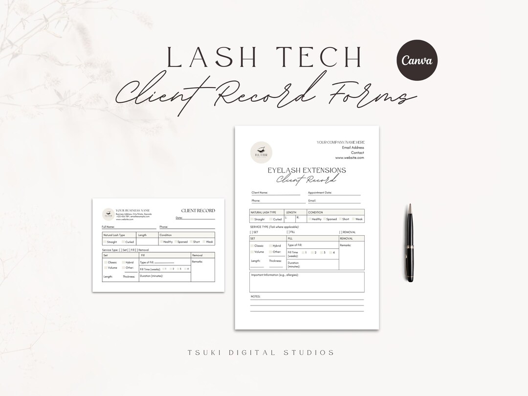 Editable Lash Client Record Form | Lash Tech Client Record Template | Lash Client Appointment ...