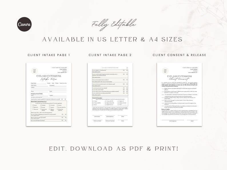 Editable Lash Consent Form, Lash Tech Consent Templates, Lash Client ...