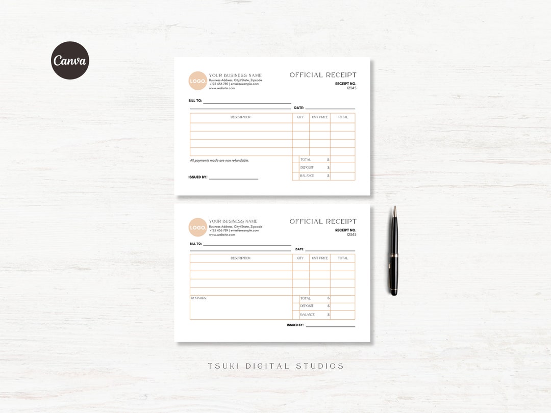 Editable Receipt Slip Template Business Receipt Template Receipt ...