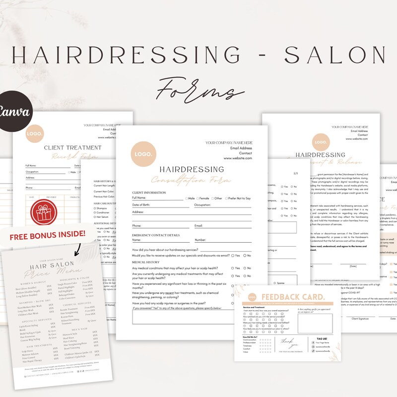 Hair Salon Forms - Etsy