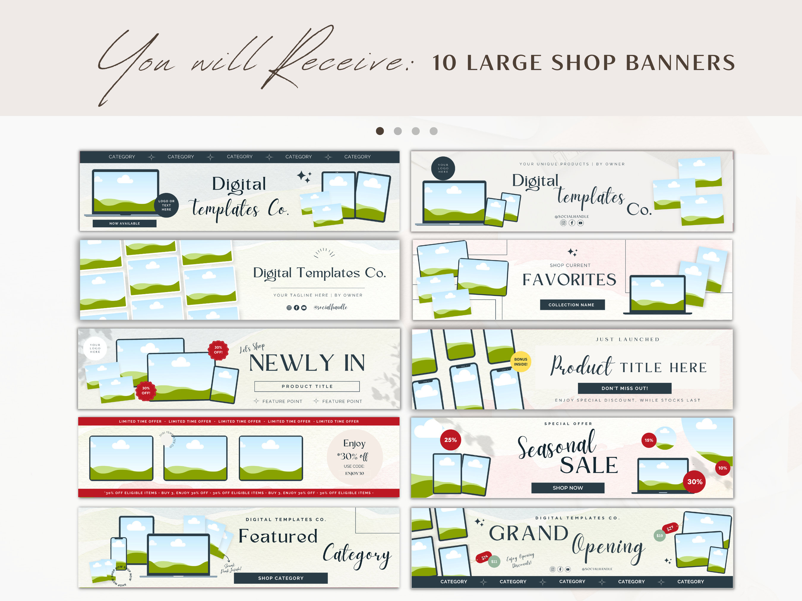 Digital Shop Bundle Kit Etsy Digital Product Etsy Shop Banners Digital ...