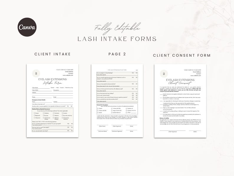 Editable Eyelash Extension Forms | Lash Client Intake Form | Eyelash ...