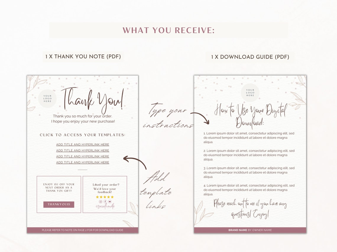 Digital Download Instructions Template | Canva Download Guide for ...