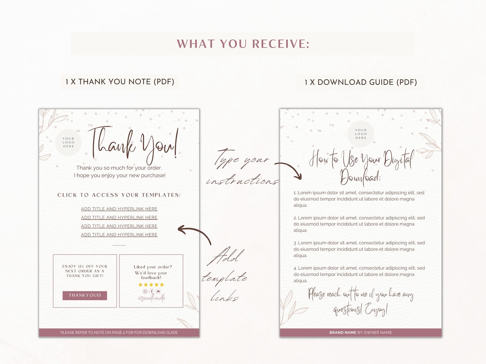 Digital Download Instructions Template | Canva Download Guide for ...