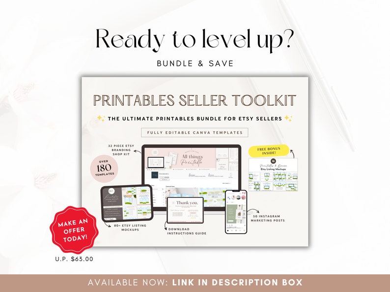 40 Editable Printables Etsy Listing Mockups Digital Product Mockup