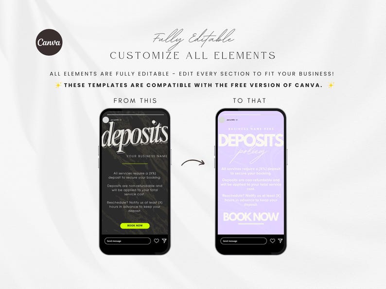 Instagram Business Policy Templates | Editable Price List (digital ...