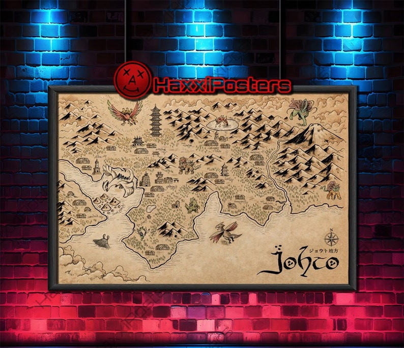 Carteles de mapas de regiones Pokémon Varios tamaños - Etsy México