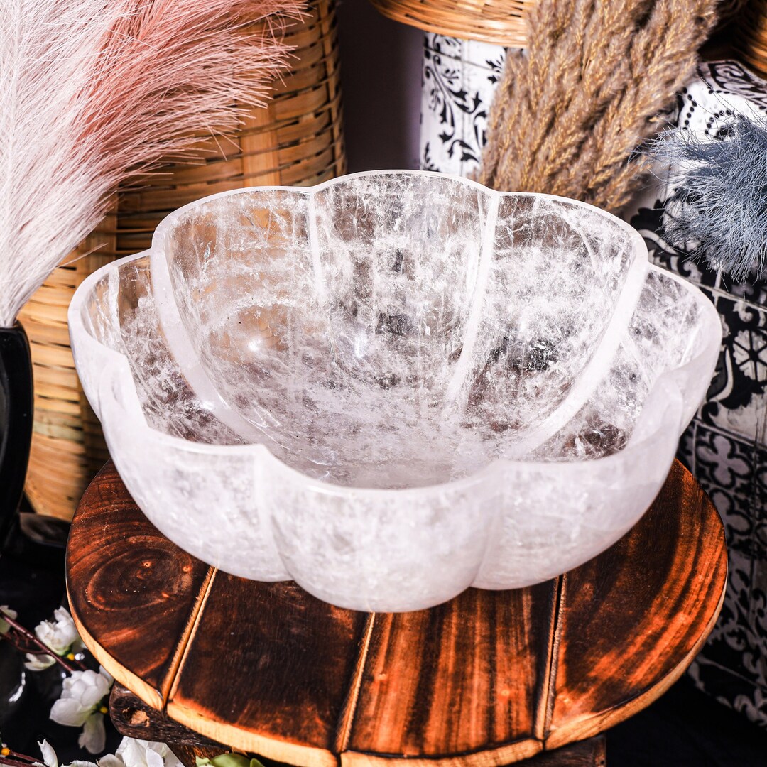 Clear Quartz Centerpiece Bowl Fruit Bowl Himalayan Quartz Carving Bowl ...