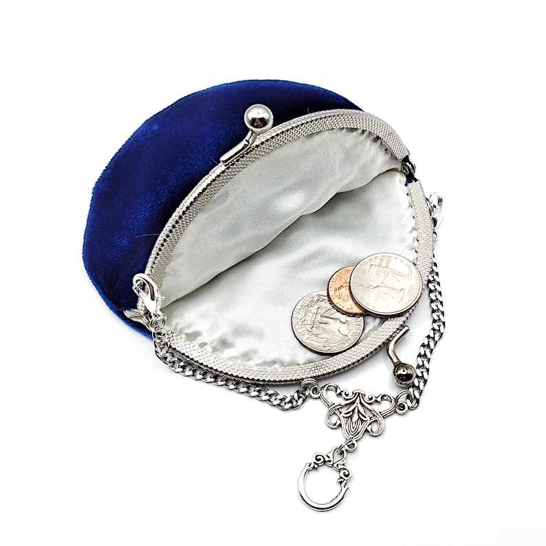 Velvet Chatelaine Coin Purse W/ Filigree Medallion Accent & Removable ...