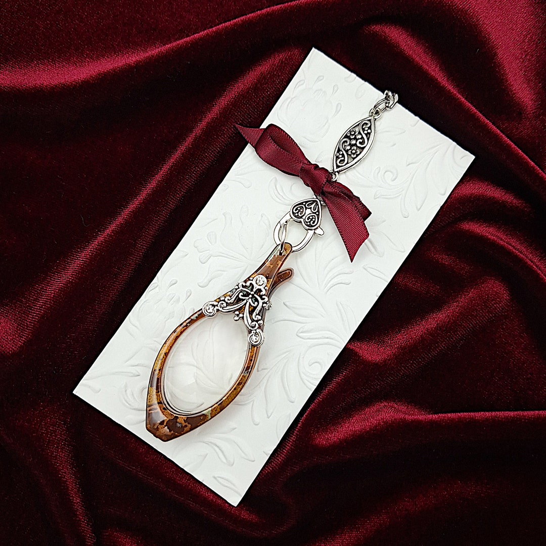 Folding Horn Rim Reading Glasses W/ Silver Filigree Accents ...