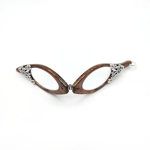 Folding Horn Rim Reading Glasses W/ Silver Filigree Accents ...