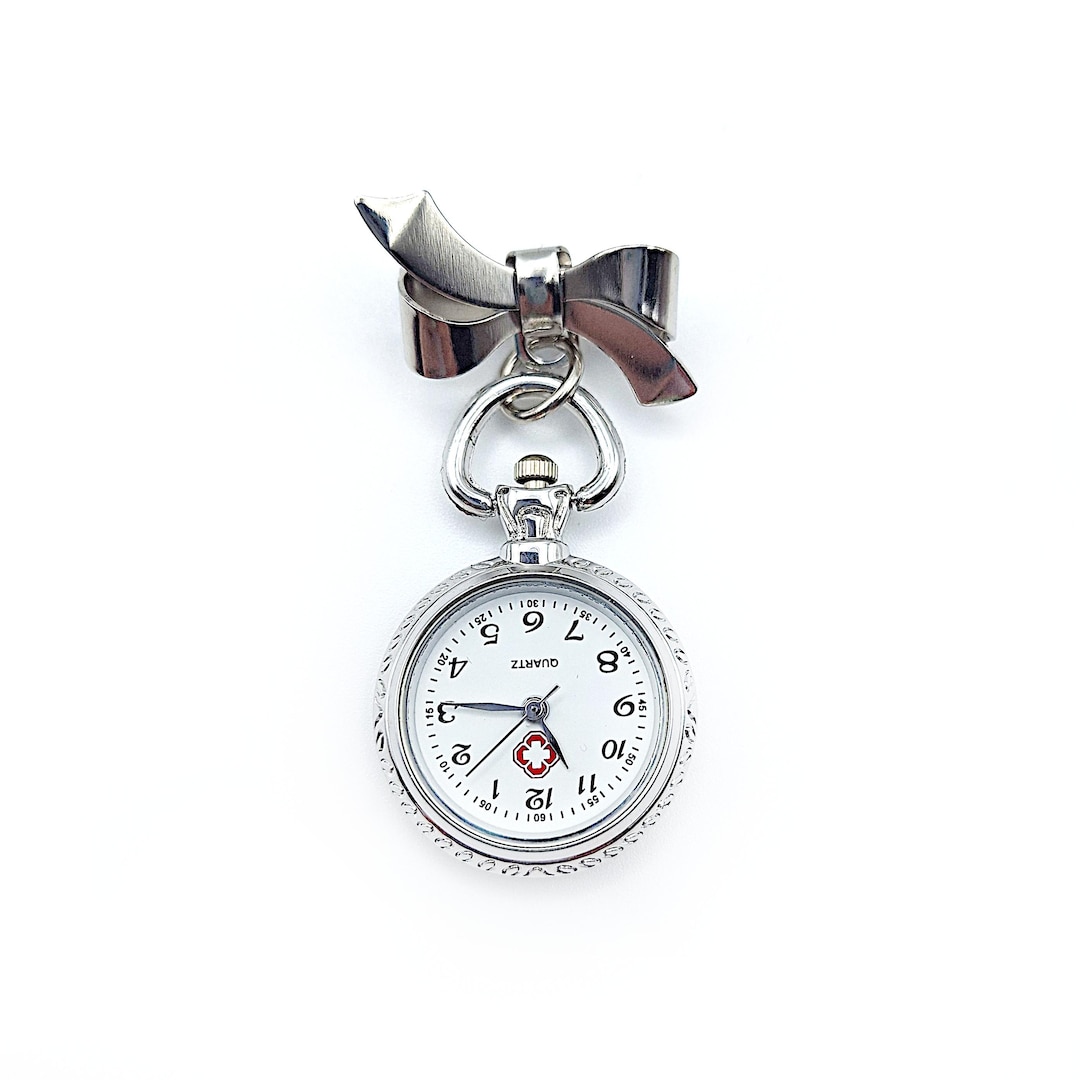 Victorian Style Fob Watch, Bow Brooch W/ Mini Watch + Gift Pouch ...