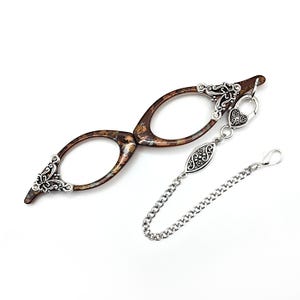 Folding Horn Rim Reading Glasses W/ Silver Filigree Accents ...