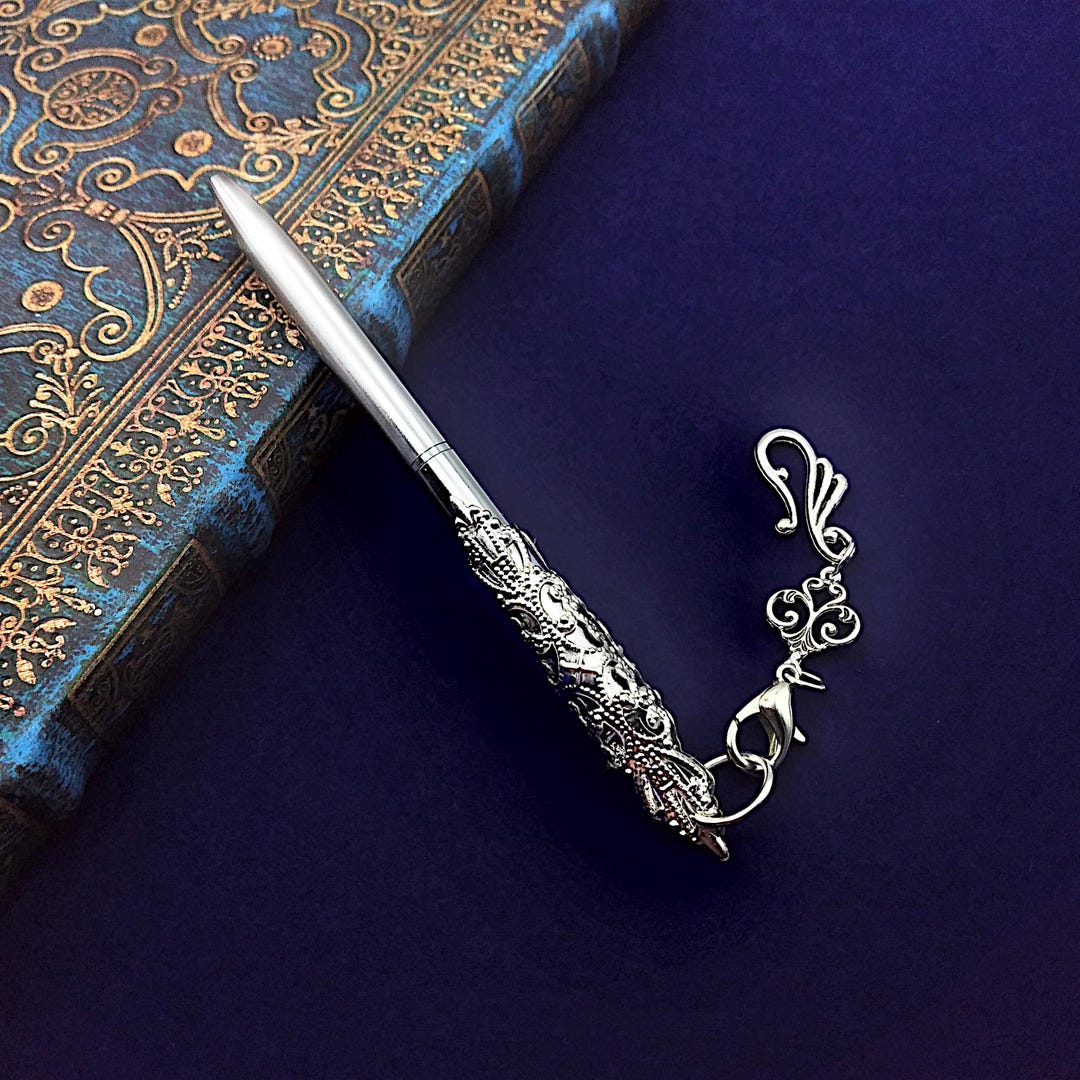 Silver Filigree Embellished Mini Ballpoint Pen With Removable Vintage ...