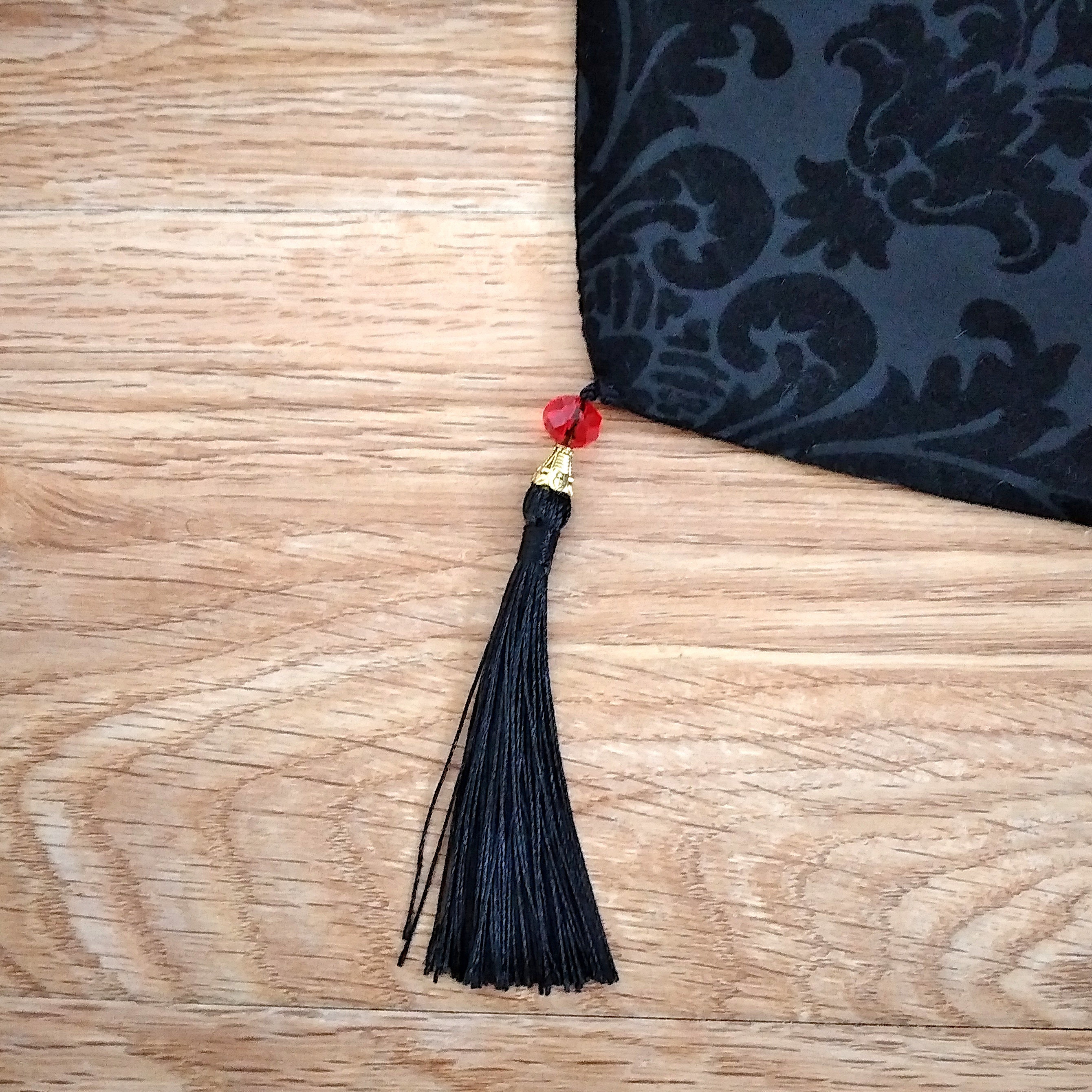 Black Flocked Damask Taffeta Reticule With Tassel Gothic - Etsy